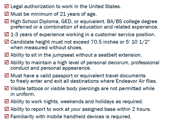 Flight Attendant Qualifications | Endeavor Air